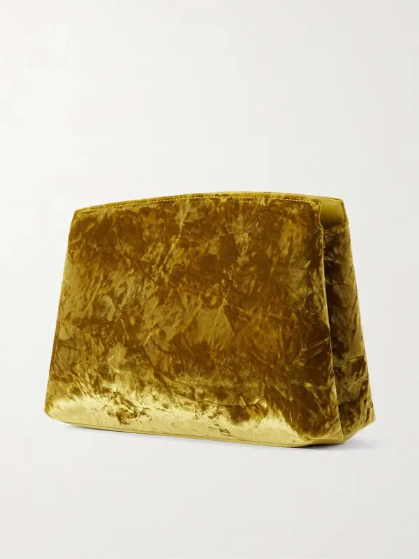 LIFFNER Pushlock Leather-trimmed Velvet Clutch