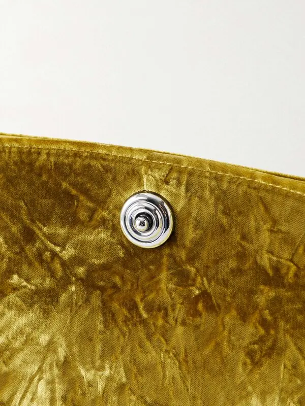 LIFFNER Pushlock Leather-trimmed Velvet Clutch
