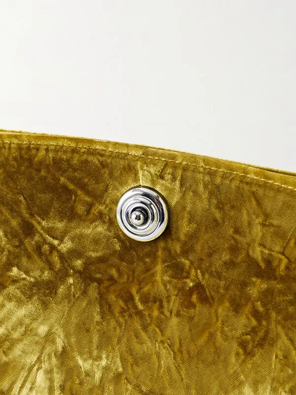 LIFFNER Pushlock Leather-trimmed Velvet Clutch - Yellow