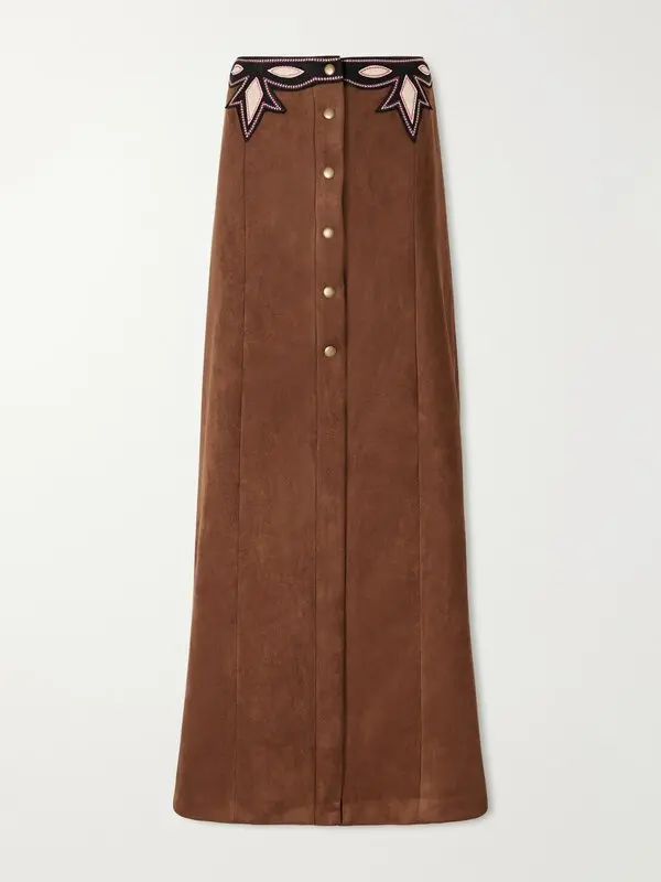 Anna Sui Appliquéd Textured Maxi Skirt