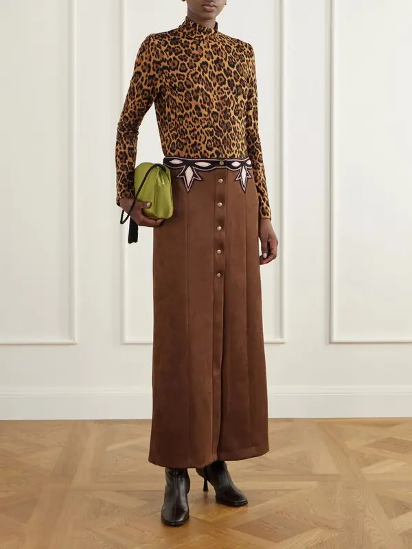Anna Sui Appliquéd Textured Maxi Skirt