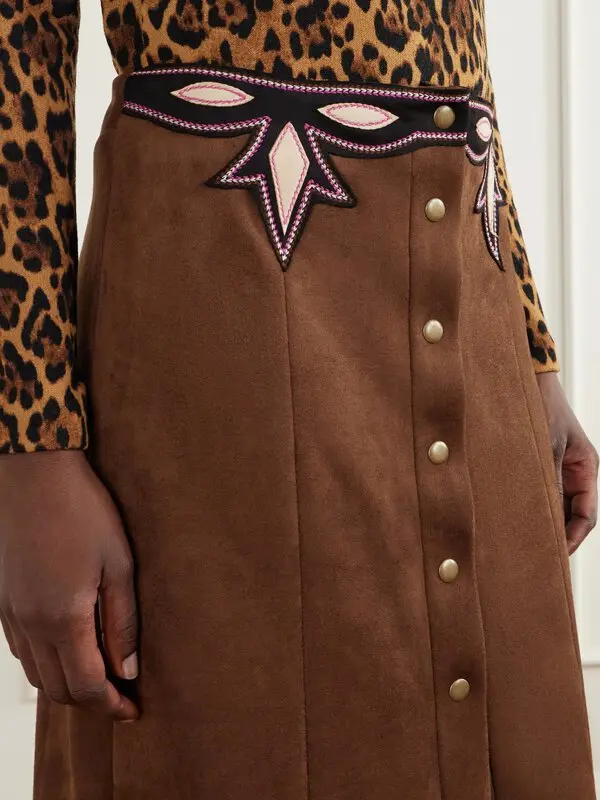Anna Sui Appliquéd Textured Maxi Skirt