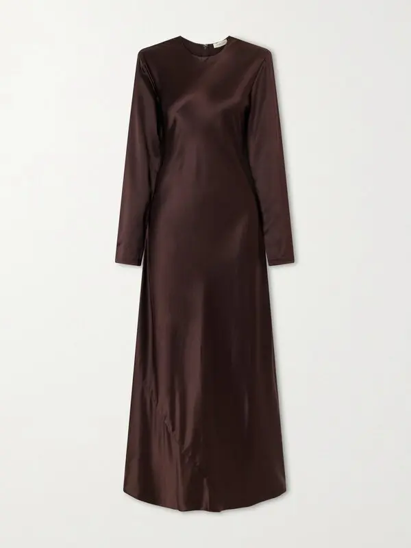 HEIRLOME Mercedes Silk-satin Maxi Dress - Brown