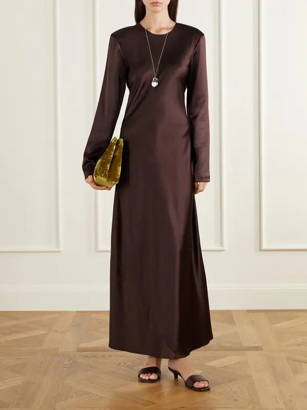 HEIRLOME Mercedes Silk-satin Maxi Dress - Brown