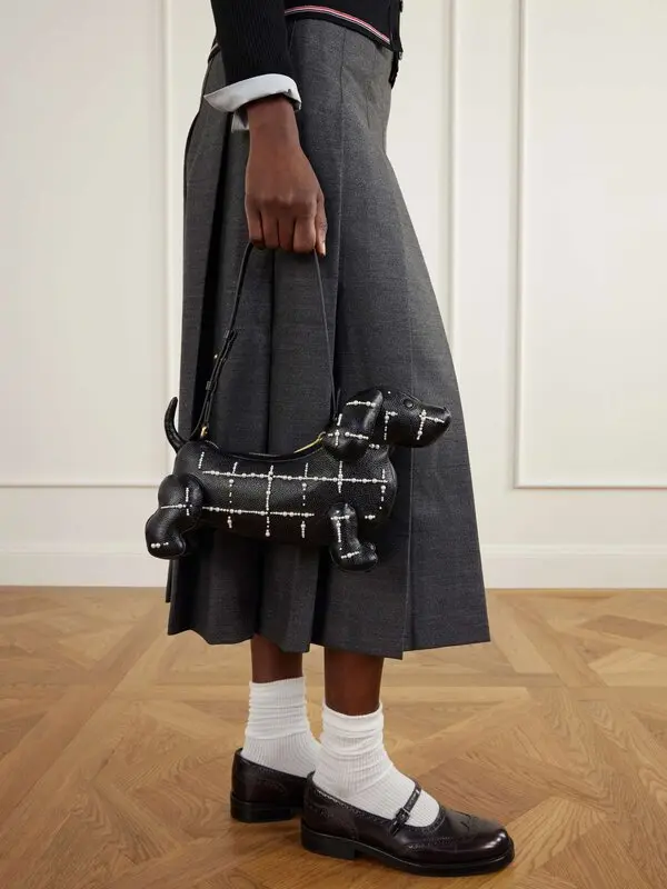 Thom Browne Baby Hector Bead-embellished Leather Tote