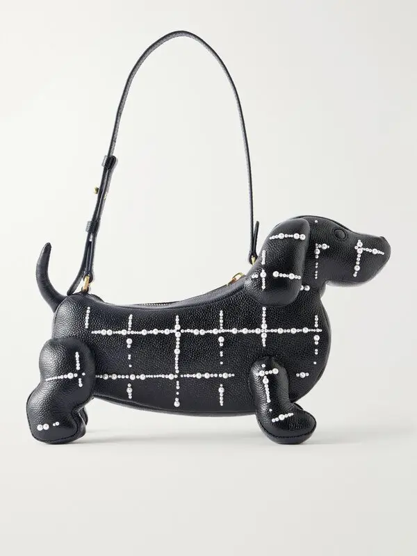 Thom Browne Baby Hector Bead-embellished Leather Tote - Black