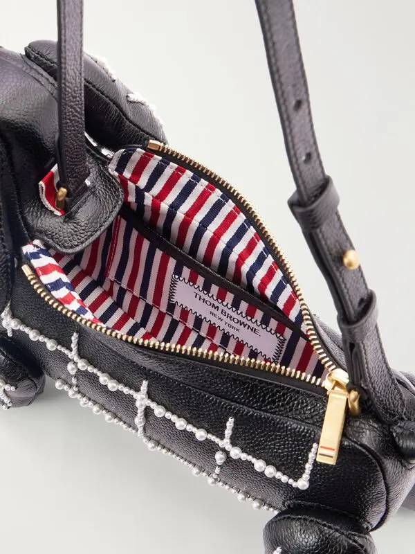 Thom Browne Baby Hector Bead-embellished Leather Tote