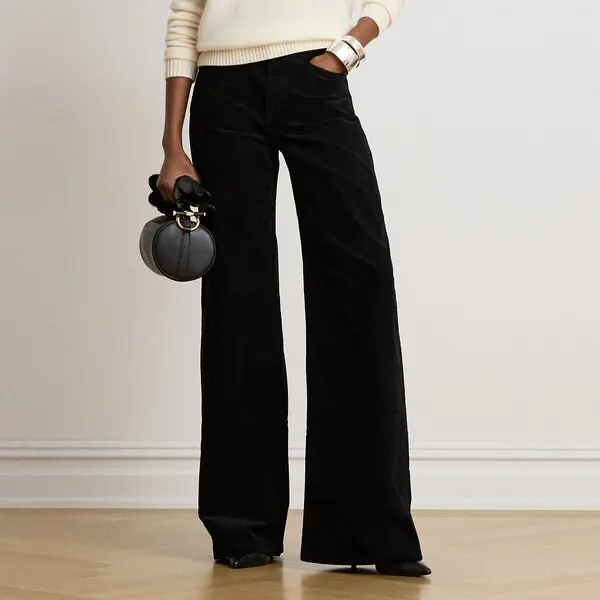 Ralph Lauren Corduroy High-rise Super Wide-leg Pant - Black