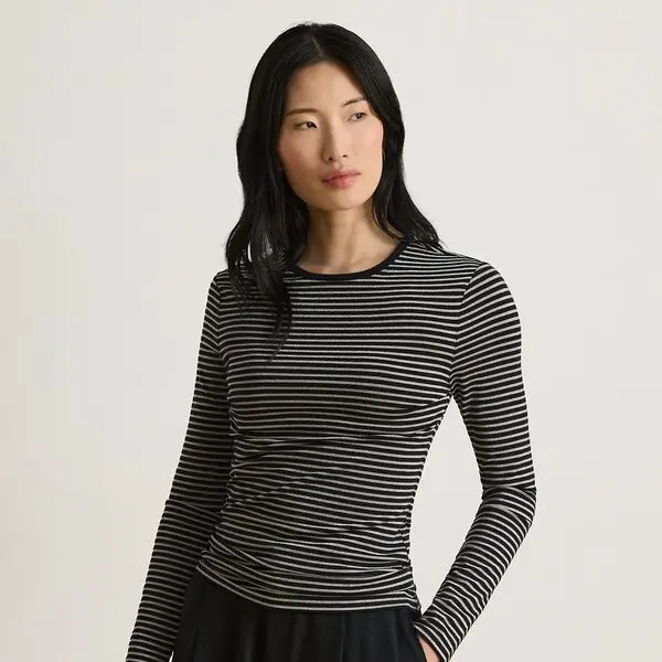 Ralph Lauren Striped Cotton-blend Long-sleeve Tee - Black/pewter