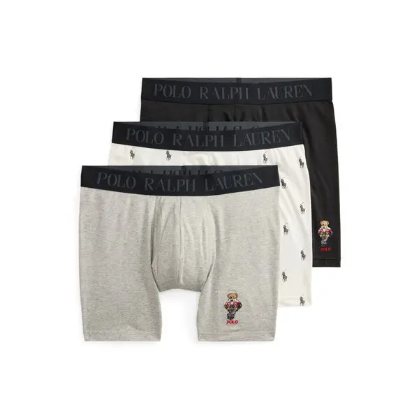 Ralph Lauren 4d-flex Polo Bear Boxer Brief 3-pack - Black/red Multi