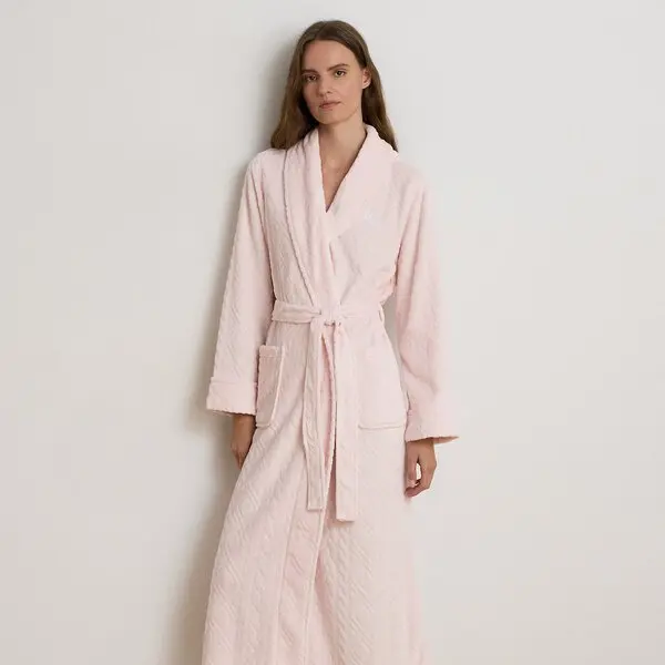 Ralph Lauren Aran-clipped Shawl-collar Long Robe - Pink
