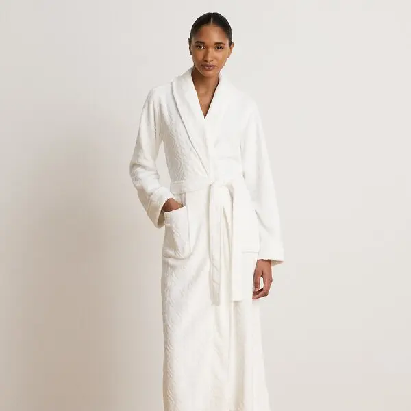 Ralph Lauren Aran-clipped Shawl-collar Long Robe - White