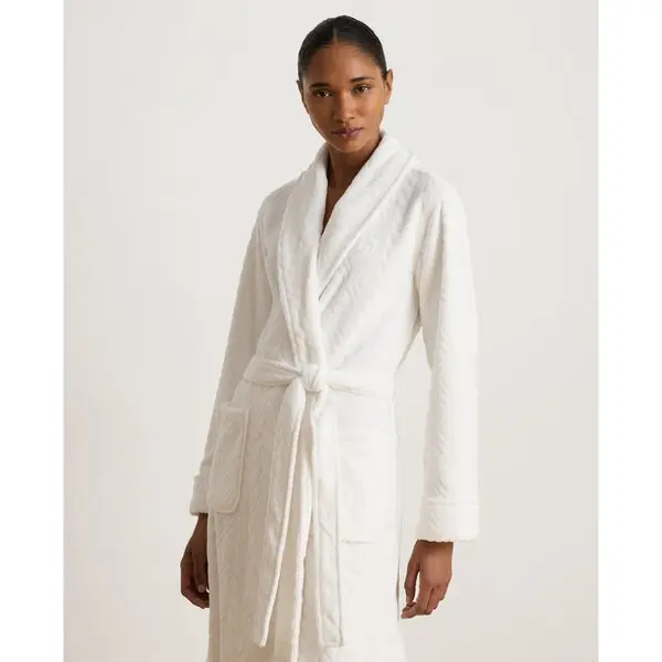 Ralph Lauren Aran-clipped Shawl-collar Long Robe - White
