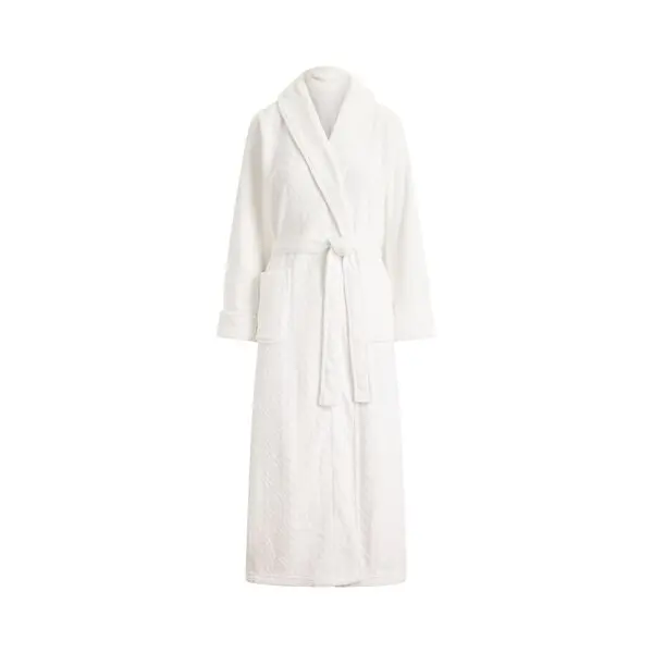 Ralph Lauren Aran-clipped Shawl-collar Long Robe - White