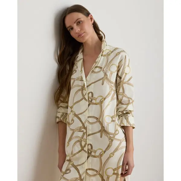 Ralph Lauren Belting-print Sateen Sleep Shirt