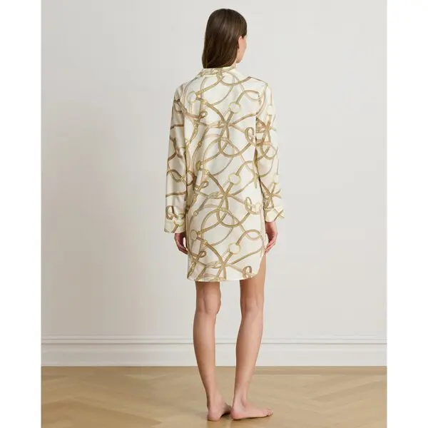 Ralph Lauren Belting-print Sateen Sleep Shirt