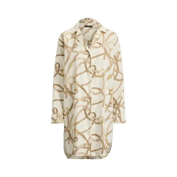 Ralph Lauren Belting-print Sateen Sleep Shirt