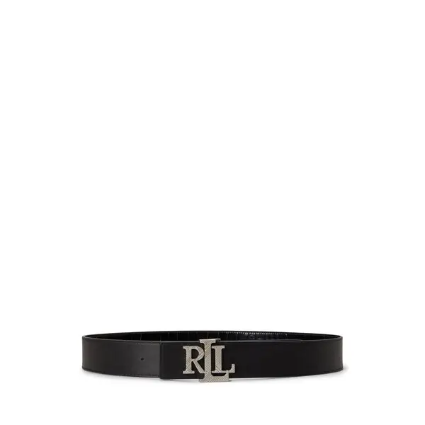 Ralph Lauren Logo Reversible Croc-embossed Wide Belt - Black