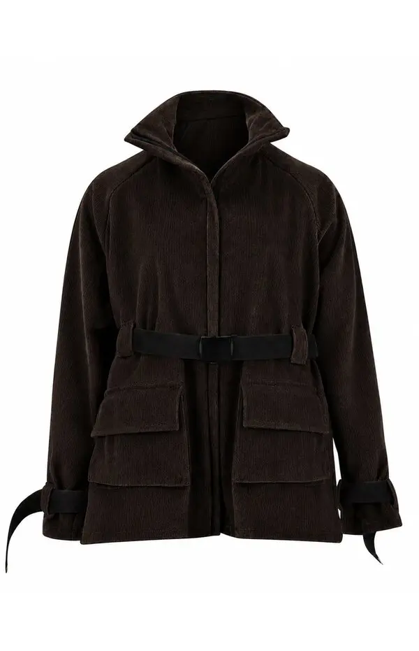 GUNDA HAFNER LTD Cotton Corduroy Funnel Neck Jacket With Belt