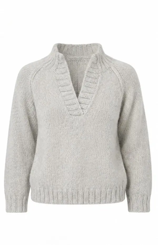 GUNDA HAFNER LTD Handmade Natural Alpaca Wool Cotton Polo Neck Jumper