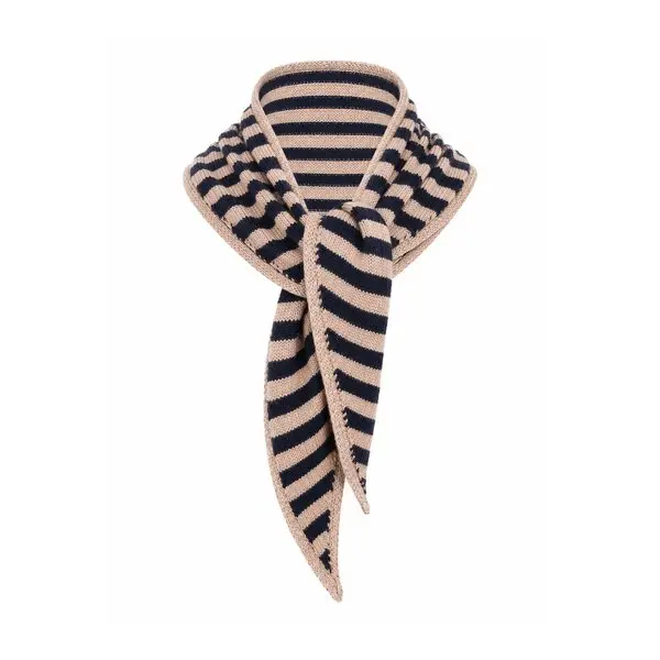 LUELLA FASHION Neutrals Cashmere Blend Striped Scarf Navy & Camel - Blue