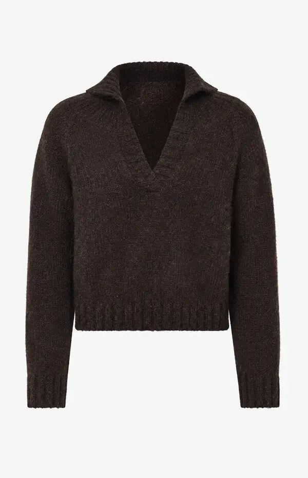 GUNDA HAFNER LTD Handmade Natural Alpaca Wool Cotton Polo Neck Jumper