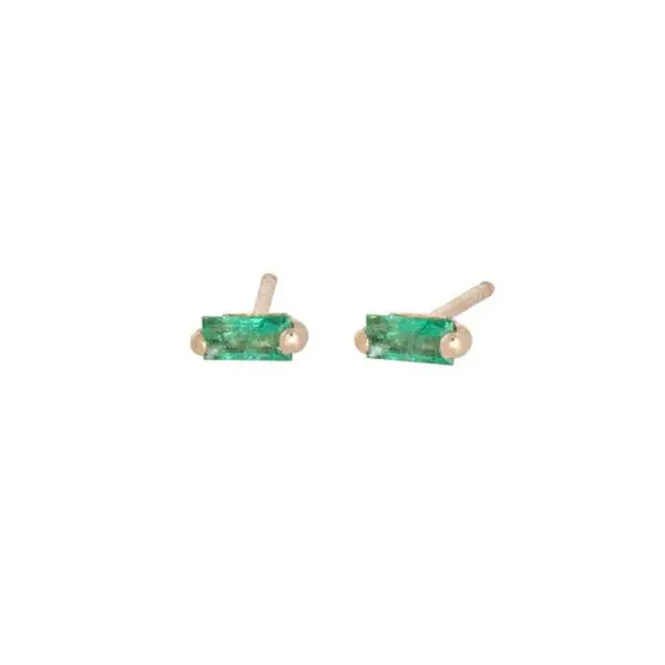 BECKET + QUILL Emerald Baguette Earrings - Green