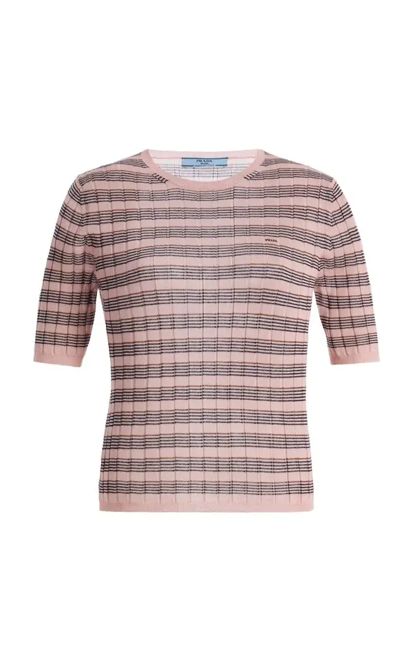 Prada Striped Cashmere Silk Top - Pink