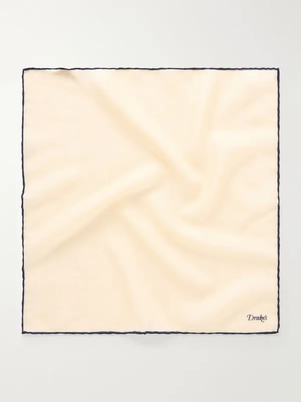 DRAKE'S Logo-print Silk And Wool-blend Gauze Pocket Square