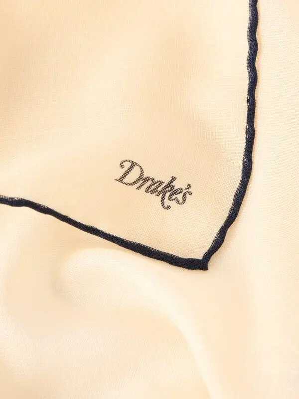 DRAKE'S Logo-print Silk And Wool-blend Gauze Pocket Square