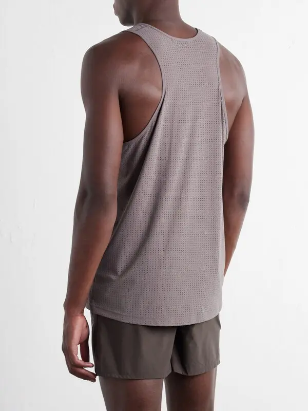 Satisfy Embellished Logo-appliquéd Space-o™ Mesh Tank Top - Brown