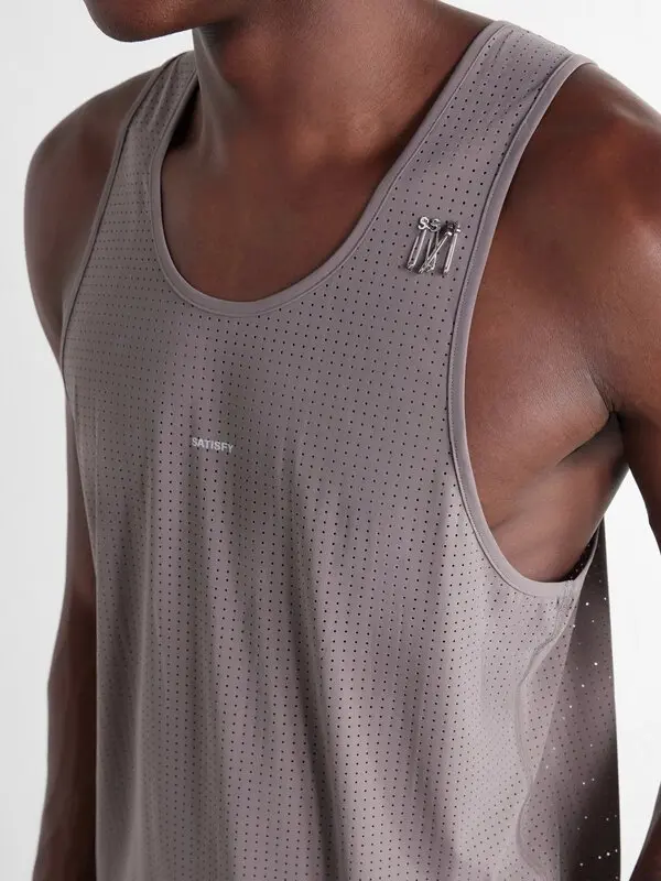 Satisfy Embellished Logo-appliquéd Space-o™ Mesh Tank Top - Brown