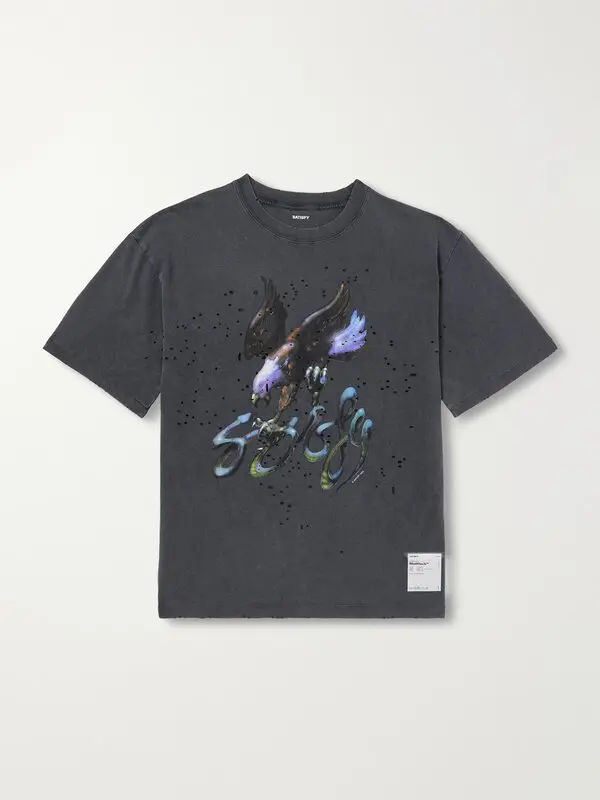 Satisfy Printed Distressed Mothtech™ Cotton-jersey T-shirt