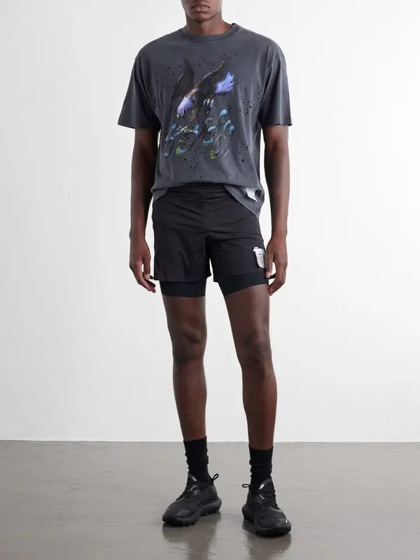 Satisfy Printed Distressed Mothtech™ Cotton-jersey T-shirt