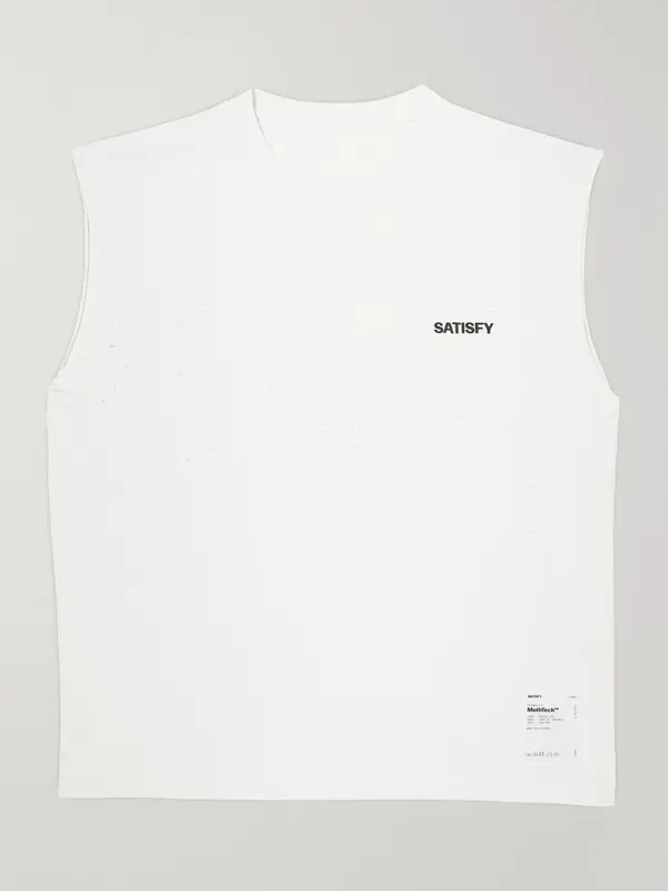 Satisfy Distressed Logo-print Mothtech™ Organic Cotton-jersey Tank Top