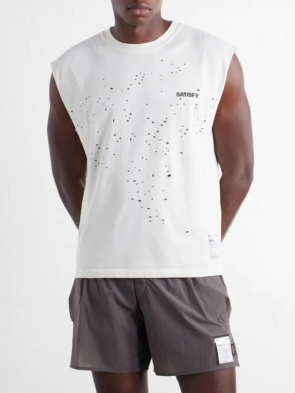 Satisfy Distressed Logo-print Mothtech™ Organic Cotton-jersey Tank Top