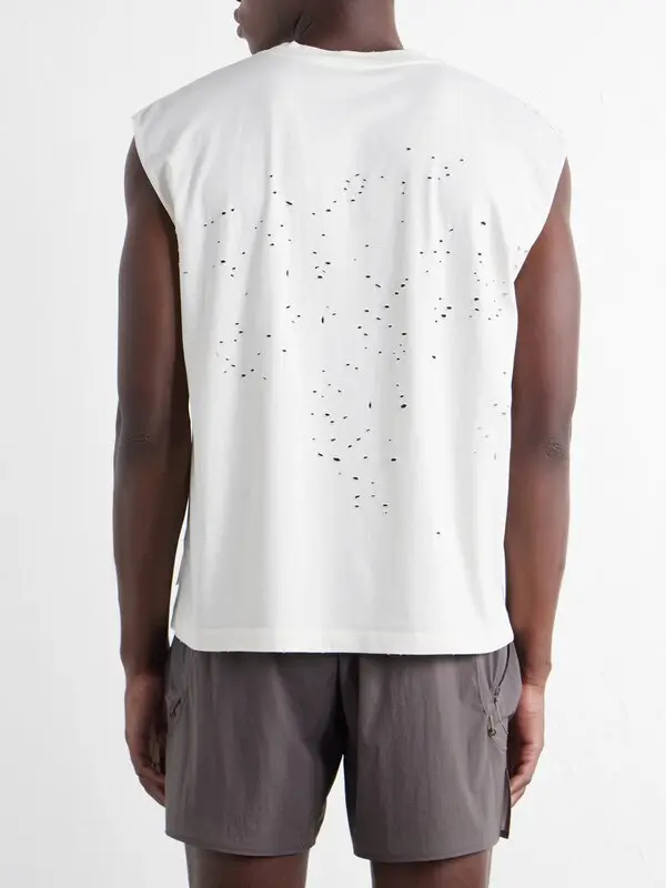 Satisfy Distressed Logo-print Mothtech™ Organic Cotton-jersey Tank Top