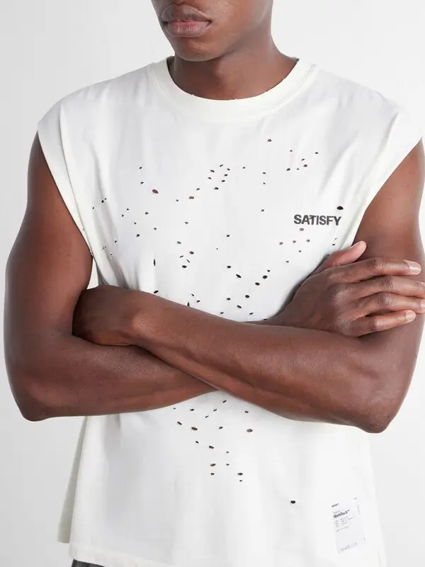 Satisfy Distressed Logo-print Mothtech™ Organic Cotton-jersey Tank Top