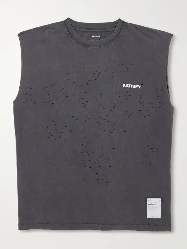 Satisfy Distressed Logo-print Mothtech™ Organic Cotton-jersey Tank Top