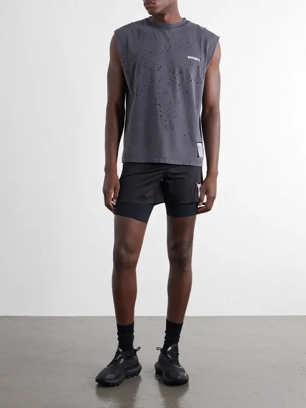 Satisfy Distressed Logo-print Mothtech™ Organic Cotton-jersey Tank Top