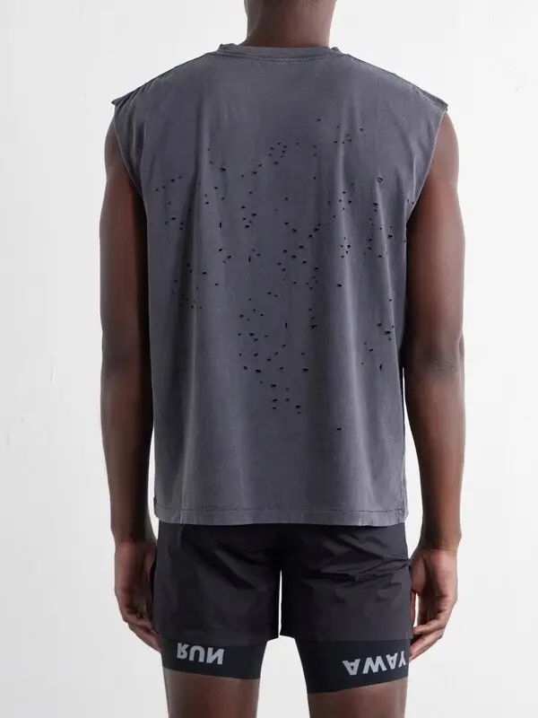 Satisfy Distressed Logo-print Mothtech™ Organic Cotton-jersey Tank Top