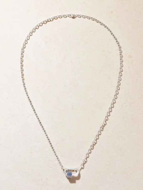 MARLA AARON Pulley And Chubby Babylock 14-karat White Gold Sapphire Necklace - Blue