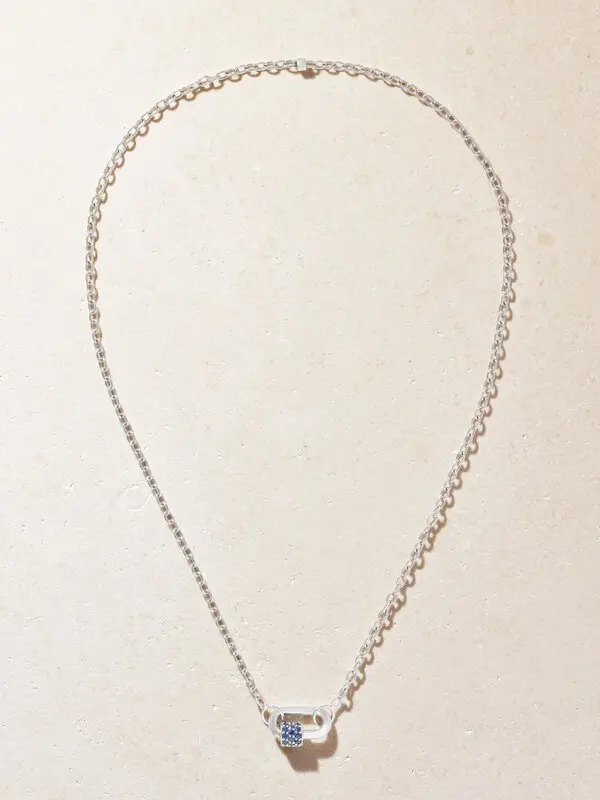 MARLA AARON Pulley And Chubby Babylock 14-karat White Gold Sapphire Necklace - Blue