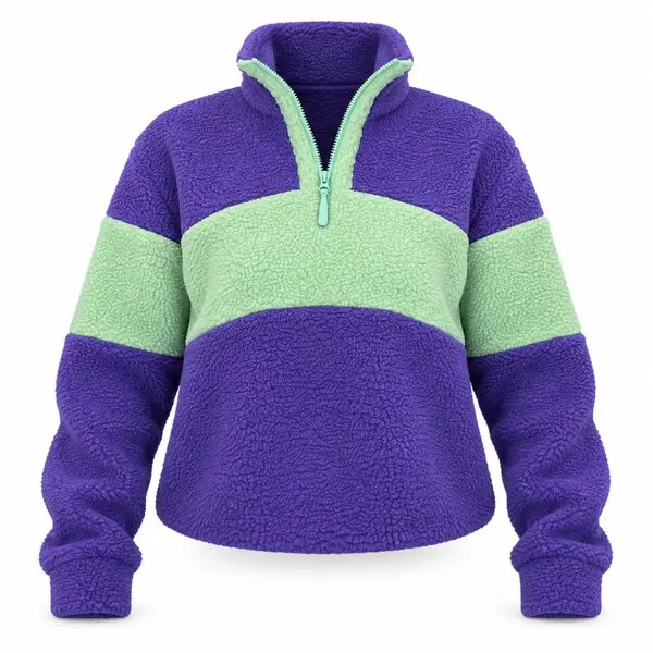 GIRL IN MIND Beau 3/4 Zip Contrast Panel Fleece - Purple