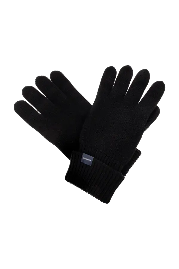 Woolrich Wool Gloves With Sewn-on Logo - Black
