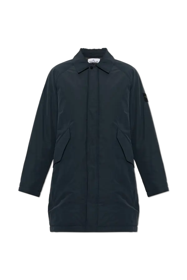 Stone Island Insulated Coat With Logo Patch - Navy Blue