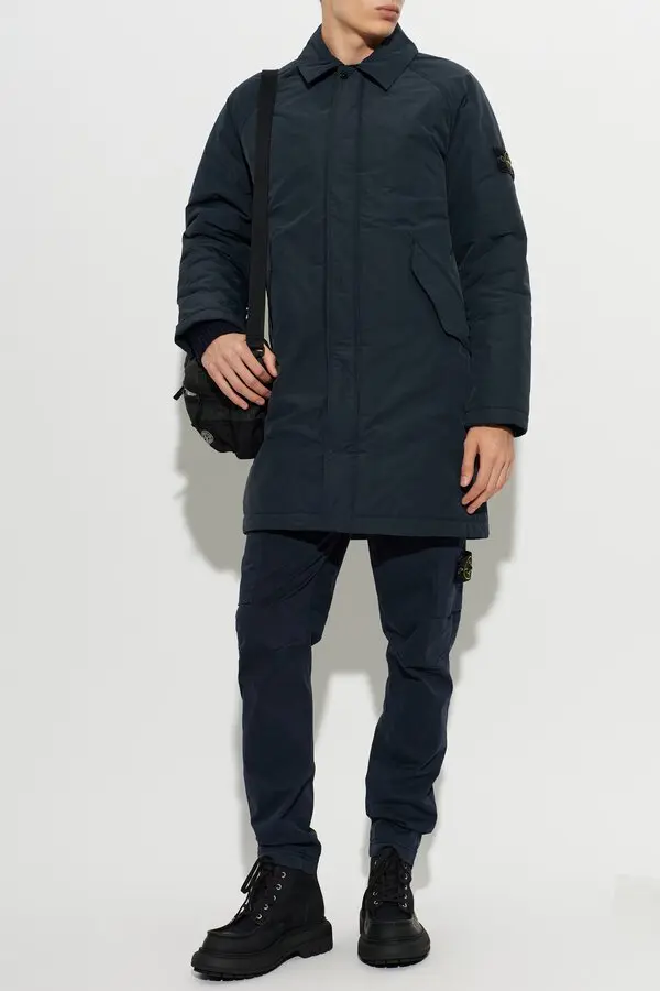 Stone Island Insulated Coat With Logo Patch