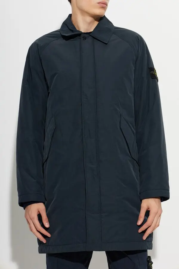 Stone Island Insulated Coat With Logo Patch