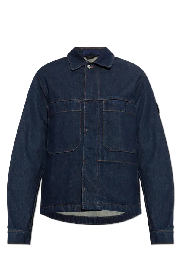 Stone Island Denim Jacket With Pockets - Navy Blue