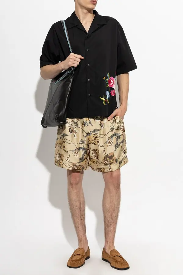 Kenzo Silk Shorts With Floral Motif